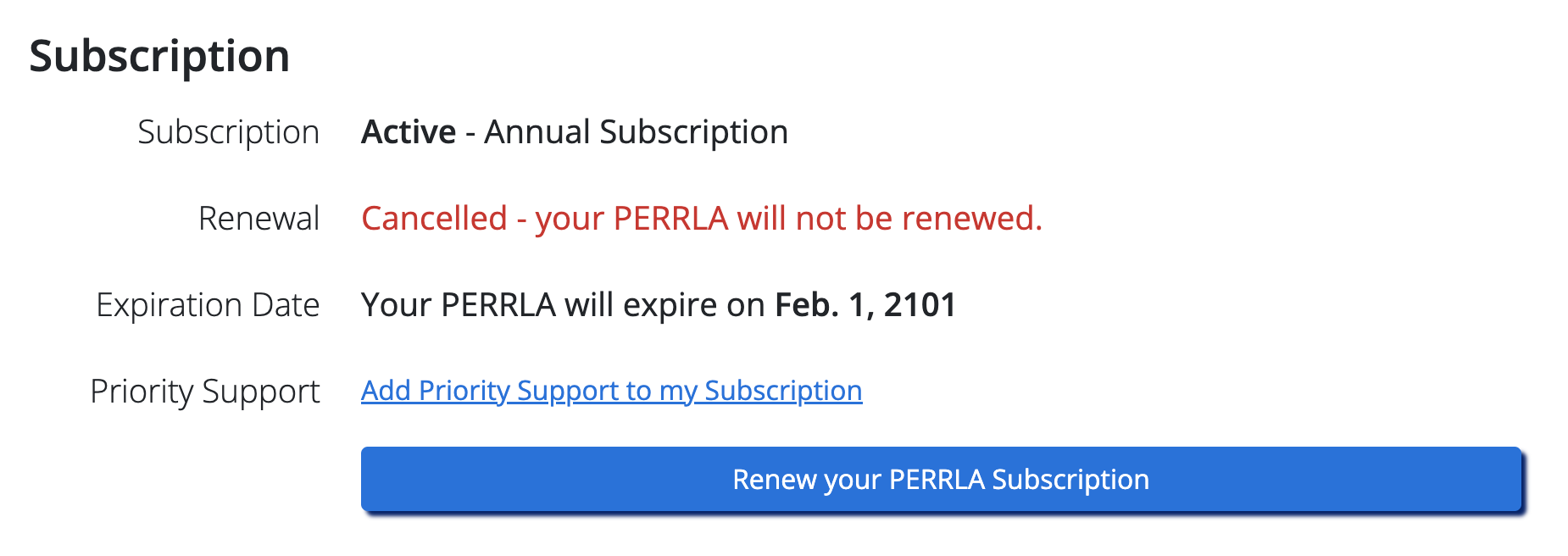 Restart your PERRLA Subscription after Canceling – PERRLA
