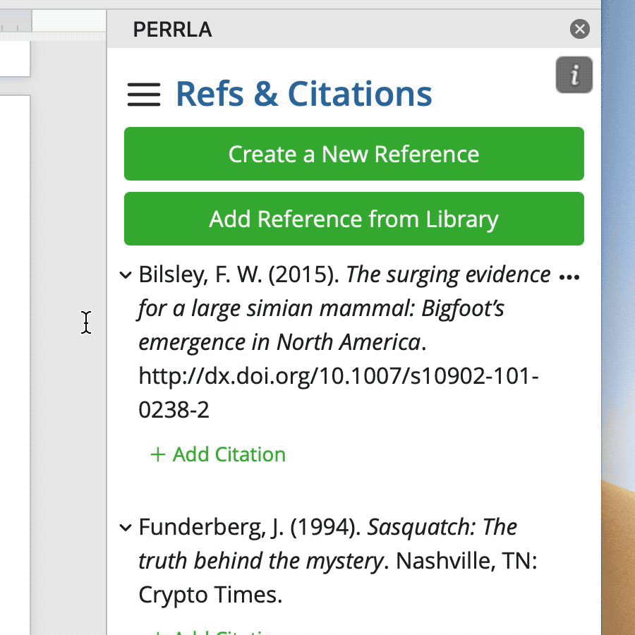 Working with Citations in the PERRLA Add-in – PERRLA