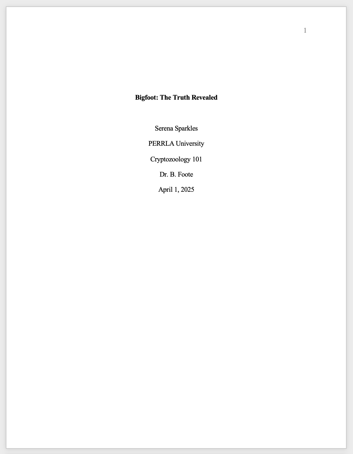 APA 7 Title Page (Student Papers) – PERRLA
