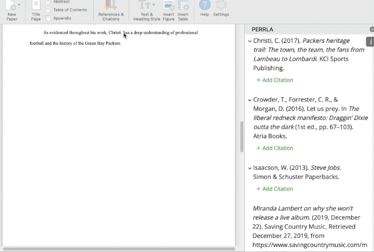Narrative citations – PERRLA